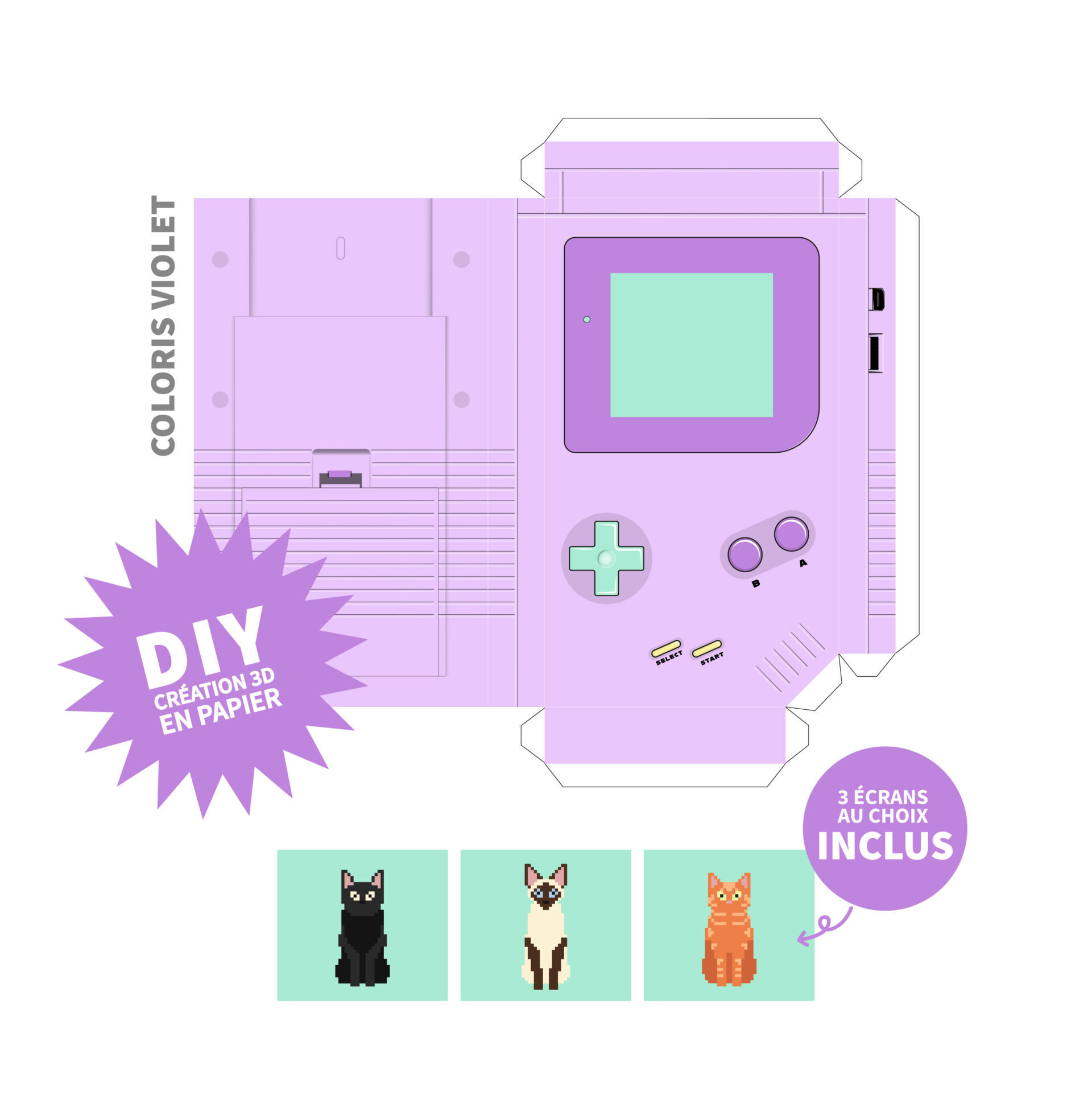 Gameboy papercraft - Atelier Chat Mallow
